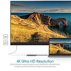 LENTION USB-C Multi-Port Hub with 4K HDMI Output, 100W PD, 4 USB 3.0 Compatible 2023-2016 MacBook Pro, New Mac Air & Surface, Chromebook, More, Stable Driver Adapter (CB-C35, Space Gray)