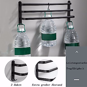 Towel Rails Wall Mounted with 2 Hooks Space Aluminum Towel Rack Bathroom,Drilling and No Drilling Towel Holder for Bathroom Hotel Kitchen Black 3 Layer 80cm