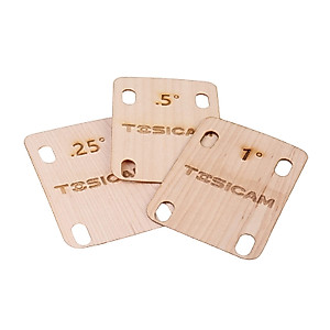 3pcs Guitar Neck Shims Shim Made of Canada Solid Maple Wooden, For Bolt-on Neck Bolts, Shaped 0.25 0.5 1 Degree (0.25 0.5 1 Degree)