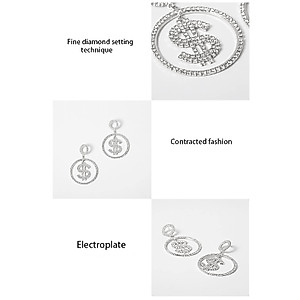 Crystal Dollar Stud Earrings for Women Dollar Money Sign Earrings Statement Wealth Earrings Set