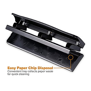 Bostitch Office 3 Hole Punch, Durable Metal,Rubber Base, 12 Sheets, Black (KT-HP12-BLK), 1 Pack