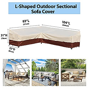 Westblue Patio Outdoor Sectional Cover-L-Shaped Outdoor Patio Furniture Covers Waterproof Rip-Stop Anti-UV 600D Heavy Duty Outdoor Couch Cover with 3 Air Vent Sofa Cover ,Left,83''L(104''L)32''D 31''H