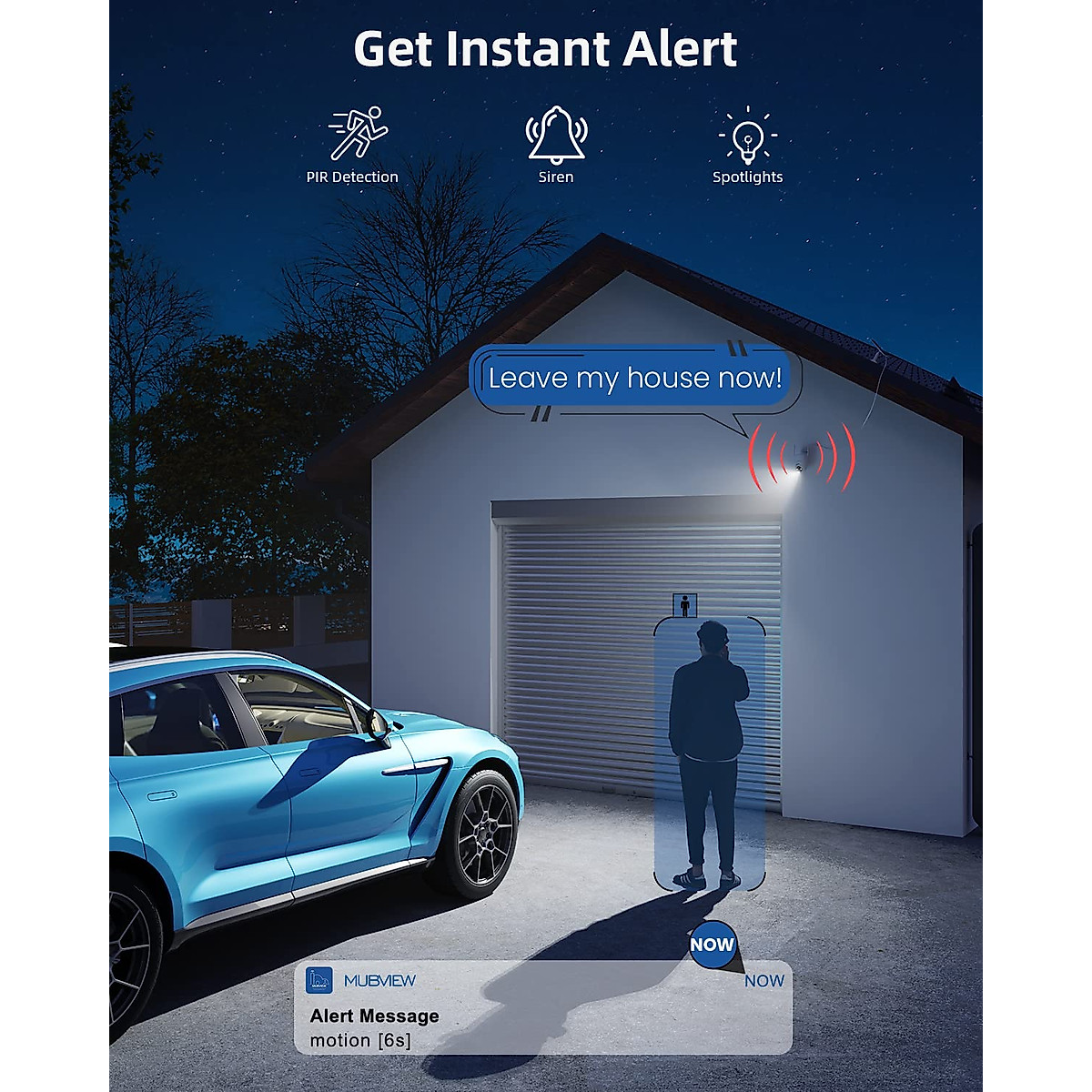 MUBVIEW Solar Security Cameras Wireless Outdoor, 2K 360° PTZ Battery Powered Outdoor Camera, 2.4Ghz WiFi Home Security Camera, Color Night Vision, Motion Detection, 2-Way Audio, SD/Cloud Storage
