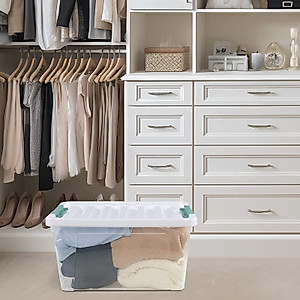 Gainhope 6 Pack 35 L Clear Plastic Storage Bin, Latch Storage Box with Lid