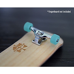 Teak Tuning Prodigy Swerve Fingerboard Trucks, Silver Chrome Colorway - 32mm Wide - Inverted Kingpin - Professional Shape, Appearance & Components