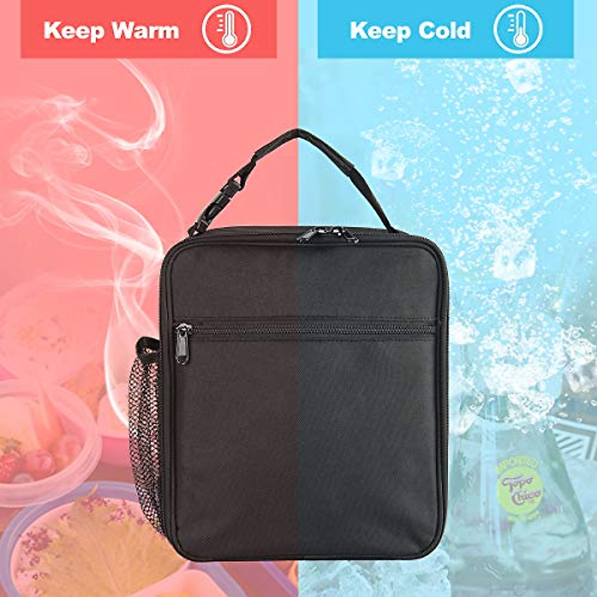 LivingAid Insulated Lunch Bag for Men Women Adults with Flatware Set, Portable Small Reusable Lunch Box Container for Office, Outdoors, On the Go