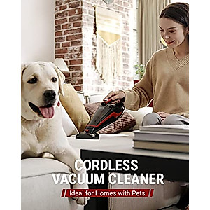 VacLife Handheld Vacuum for Pet - Hand Vacuum Cordless Rechargeable, Well-Equipped Hand Held Vacuum with Reusable Filter & LED Light, Powerful Stair Vacuum with Motorized Brush, Red (VL726)