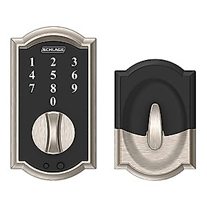 Schlage BE375 CAM 619 Touch Camelot Deadbolt, Electronic Keyless Entry Lock, Satin Nickel