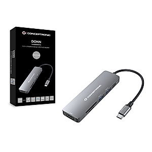 Conceptronic DONN11G Multi-Function 6-in-1 USB Adapter Hub USB-C to HDMI/USB-C PD/USB 3.0/USB 2.0/SD/TF Multiport Adapter