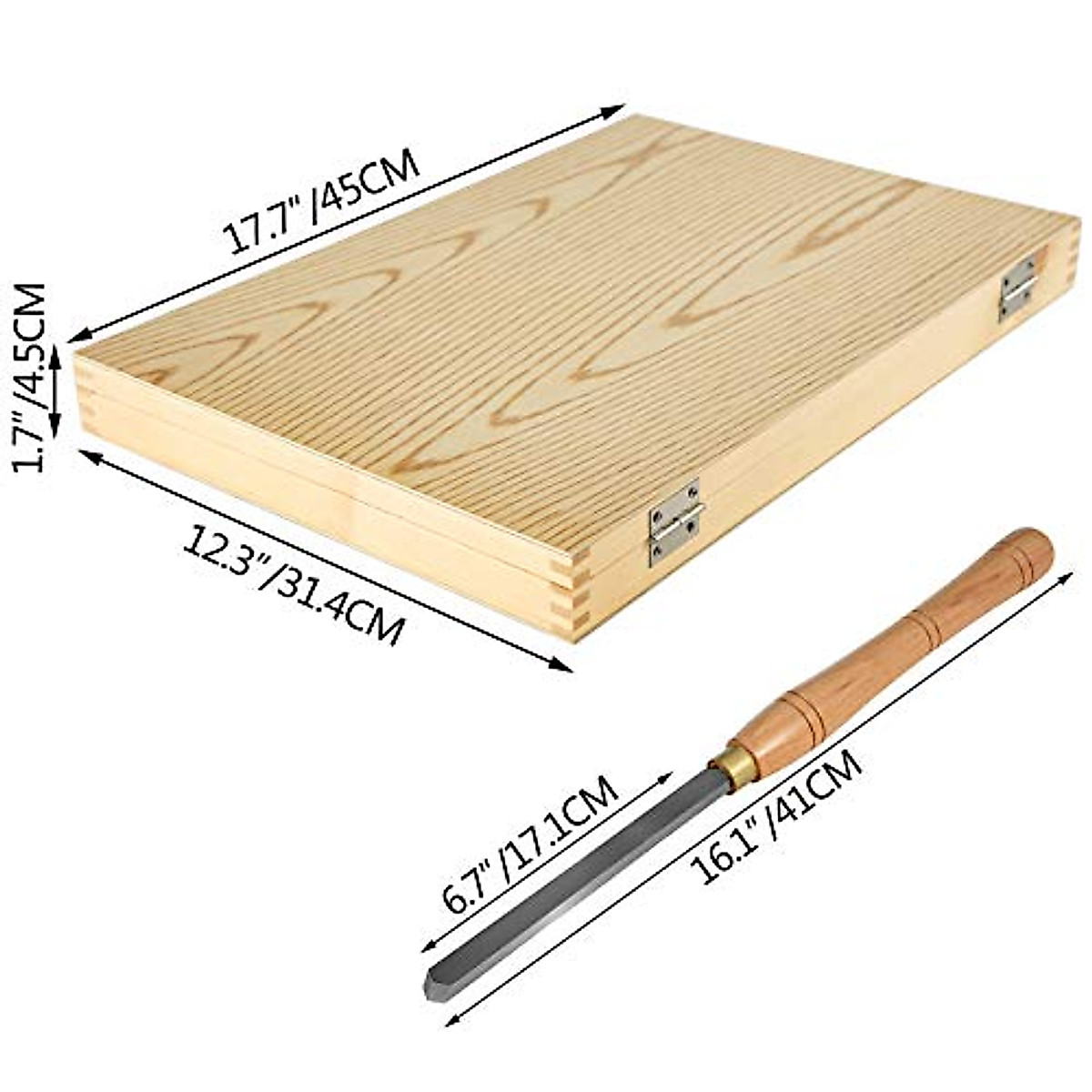Mophorn Lathe Chisel 8 Piece Wood Lathe Chisel Cutting Carving HSS Steel Blades Wood Turning Tools Lathe Chisel Set Wooden Case for Storage for Wood Turning Hardwood One Free Chisel