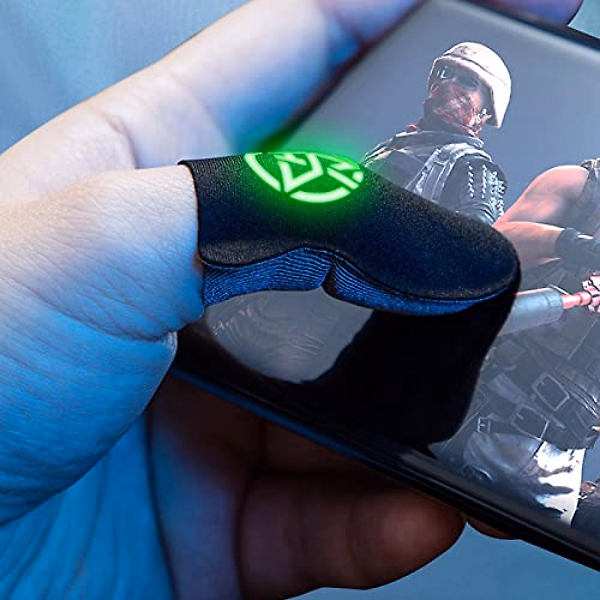 Gecorid Finger Sleeves - Anti-Sweat Thumb Sleeves with Silver Fiber,0.3mm Luminous Thumb Sleeves Mobile Finger Protector Breathable Seamless Thumb Finger Sleeve for Mobile Game Controllers