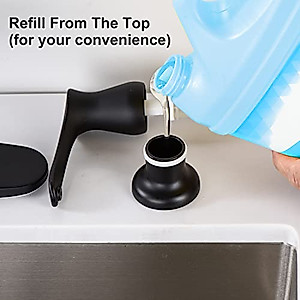 GAGALIFE Sink Soap Dispenser Matte Black, Built in Soap Dispenser with 13 OZ Bottle, Lotion Dispenser for Kitchen Sink, Refill from The Top