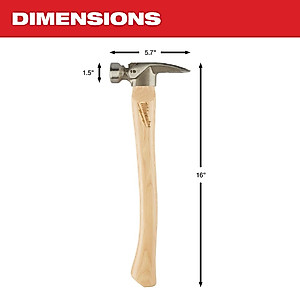 Milwaukee 48-22-9419 Milled Face Hickory Wood 19 oz. Framing Hammer