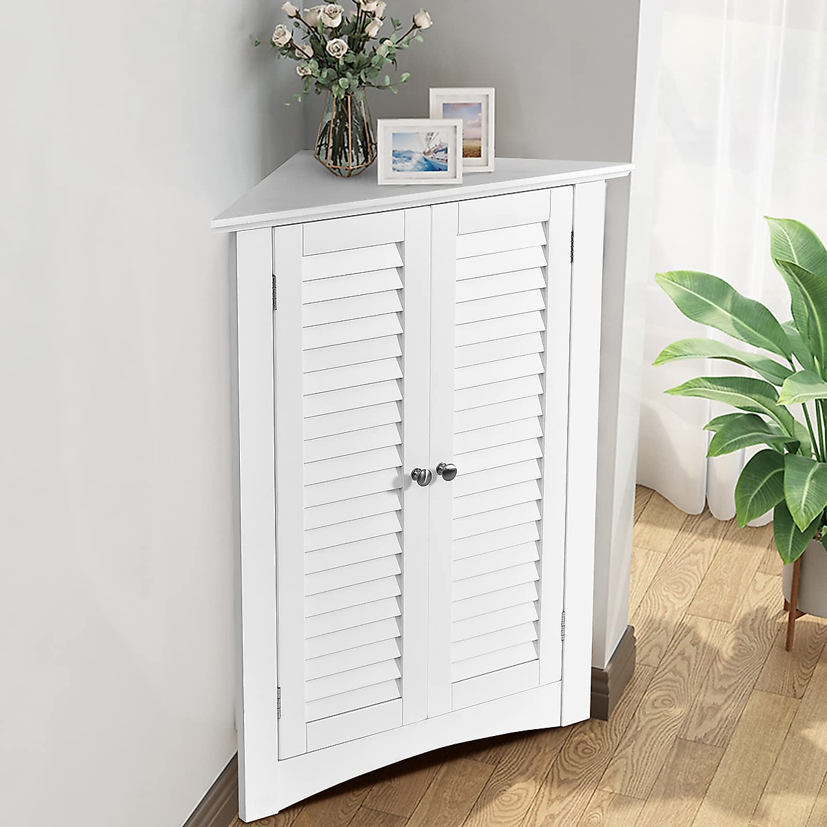 HW66192 Corner Cabinet, White