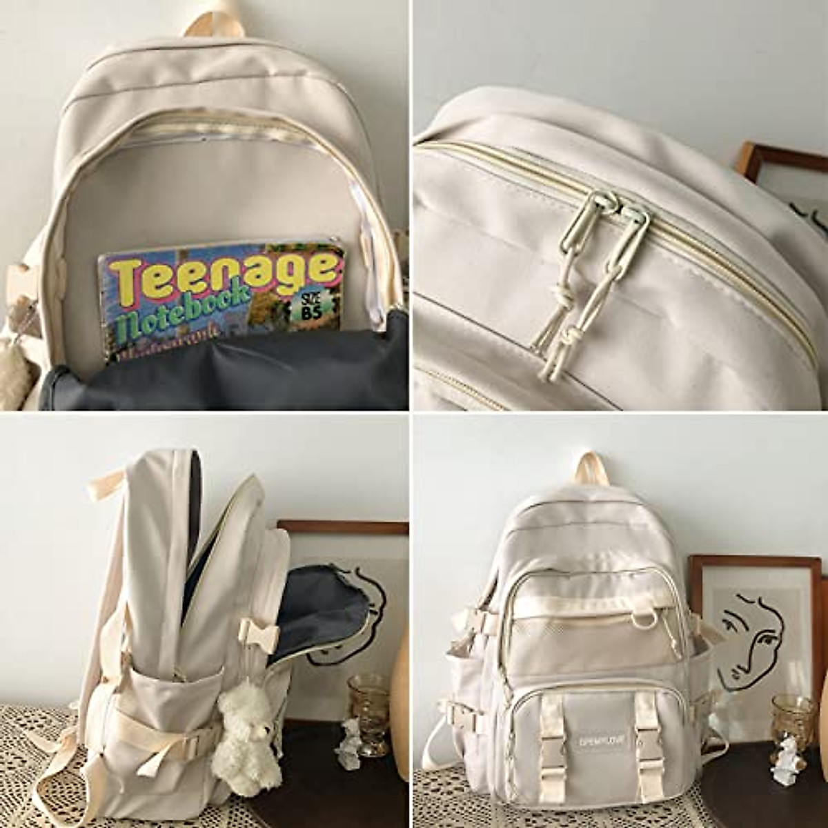 Verdancy Kawaii Backpack for Teen Girls Boys School College Travel Aesthetic Bookbag Casual Bag Schoolbag Daypack (Red)