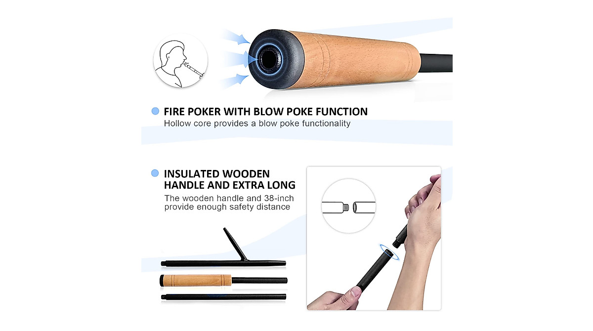 Marvoware 38" Fire Poker - Extra Long Stoker Tool