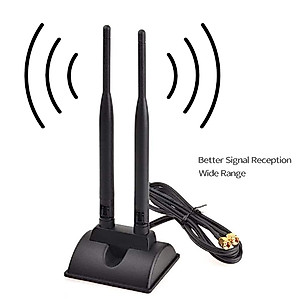 CORONIR WiFi Antenna with RP-SMA Male Connector, 2.4GHz 5GHz Dual Band Antenna Magnetic Base with Extension Cable for PCI-E WiFi Network Card USB WiFi Adapter Wireless Router Mobile Hotspot