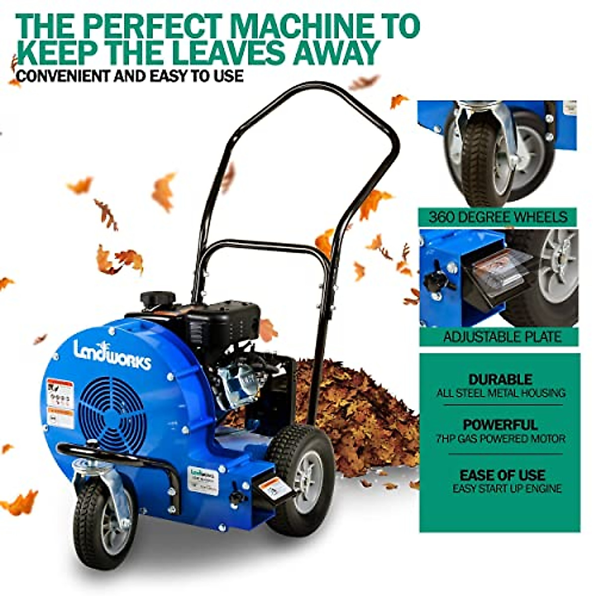 Landworks Leaf-Snow Blower Wheeled Walk Behind & Lawn & Garden Utility Cart/Beach Wagon [Bundle Deal]