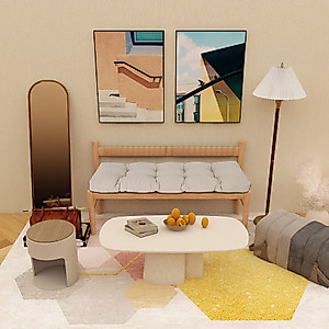 RULAER Indoor 45x16 Inch Durable Bench Cushion Outdoor Non-Slip Tufted Garden Patio Furniture Cushions Two Straps Thickened Soft Kitchen Bench Pads