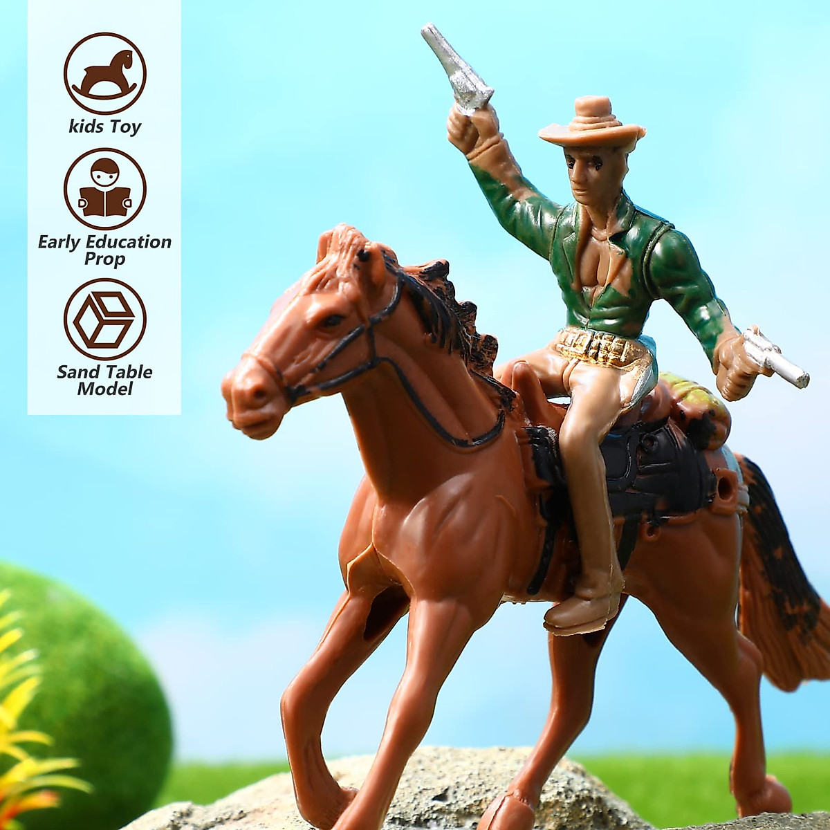 Toddmomy Riding Horse Figurine 4Pcs Action Figure Western Figurines Toys Horse Toys Plastic Horse with Rider for Kids Toddlers Farm Animal Collection