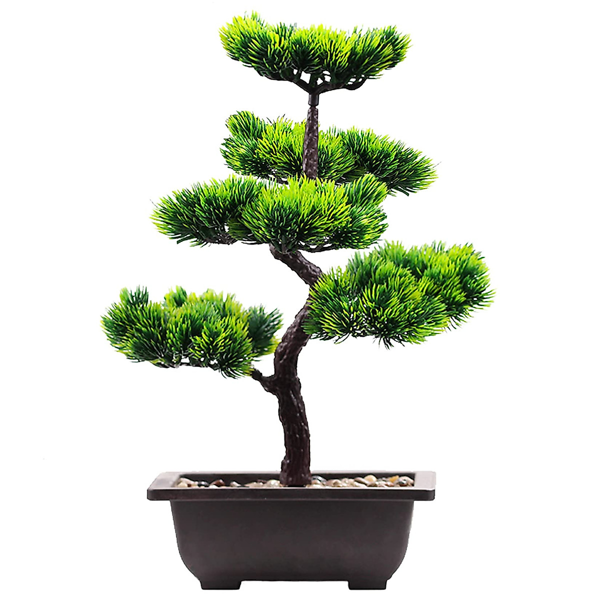 HinyoCo Artificial Large Plants Bonsai Pine Tree,Welcoming Pine Tree Potted Plant Ornament Plastic Simulation Fake Tree Bonsai Living Room Garden Office Shop Décor-11×15.5"
