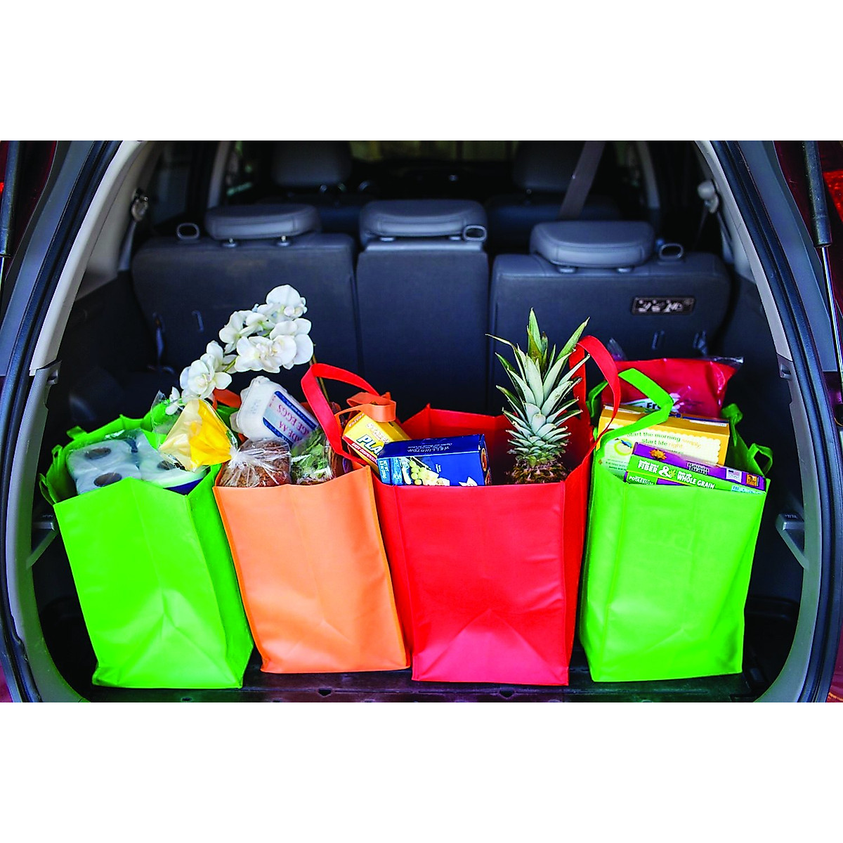 Reusable Reinforced Handle Grocery Tote Bag Large (10 Pack)Purple