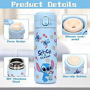 14oz Kids Insulated Water Bottle with 50pcs Anime Stickers, Stainless Steel Thermos Water Bottle for School Boys Girls