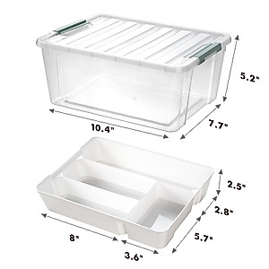 BEYGORM Plastic Storage Box with Removable Tray Caddy, Clear Art Supply Craft Organizers and Storage Bin, Playroom Container Organizer with Lid for Lego, Bead, Crayon, Tool, Sewing, Playdoh, Toy