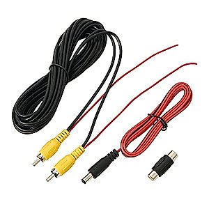 QDiShi Backup Camera RCA Video Cable, Car Reverse Rear View Camera Video Cable with Detection Wire (19.69FT / 6M),AV Extension Cable with RCA Video Female to Female Coupler and Power Cable