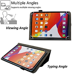 Universal 8 Inch Tablet Case, Universal 7 Inch Tablet Case, Viclowlpfe Protective Folio Stand Android Case for 7.0-8.5 Inch Tablet with Hand Strap and Cards Slots, Black