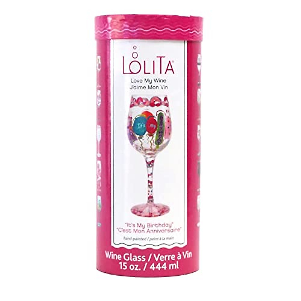 Lolita It’s My Birthday Painted Wine Glass Gift