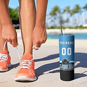 20oz Football City Customs stainless steel Insulated tumbler with Lid and Straws, Personalized football gifts for fans, Travel Cup Adds Your Name and Number