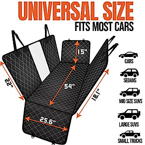 Large Backseat Cover for Dogs. Car Seat Extender with Hard Bottom & Mesh. Heavy Duty Hammock. Full Car/SUV Protection - Back seat Extender for Dogs. Black. Hard Bottom Car Seat Cover for Dogs. Gray