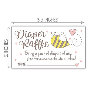 50 Baby Bee Diaper Raffle Tickets for a Girl or Gender Neutral Baby Shower - Invitation Inserts - Mom to Bee Baby Shower