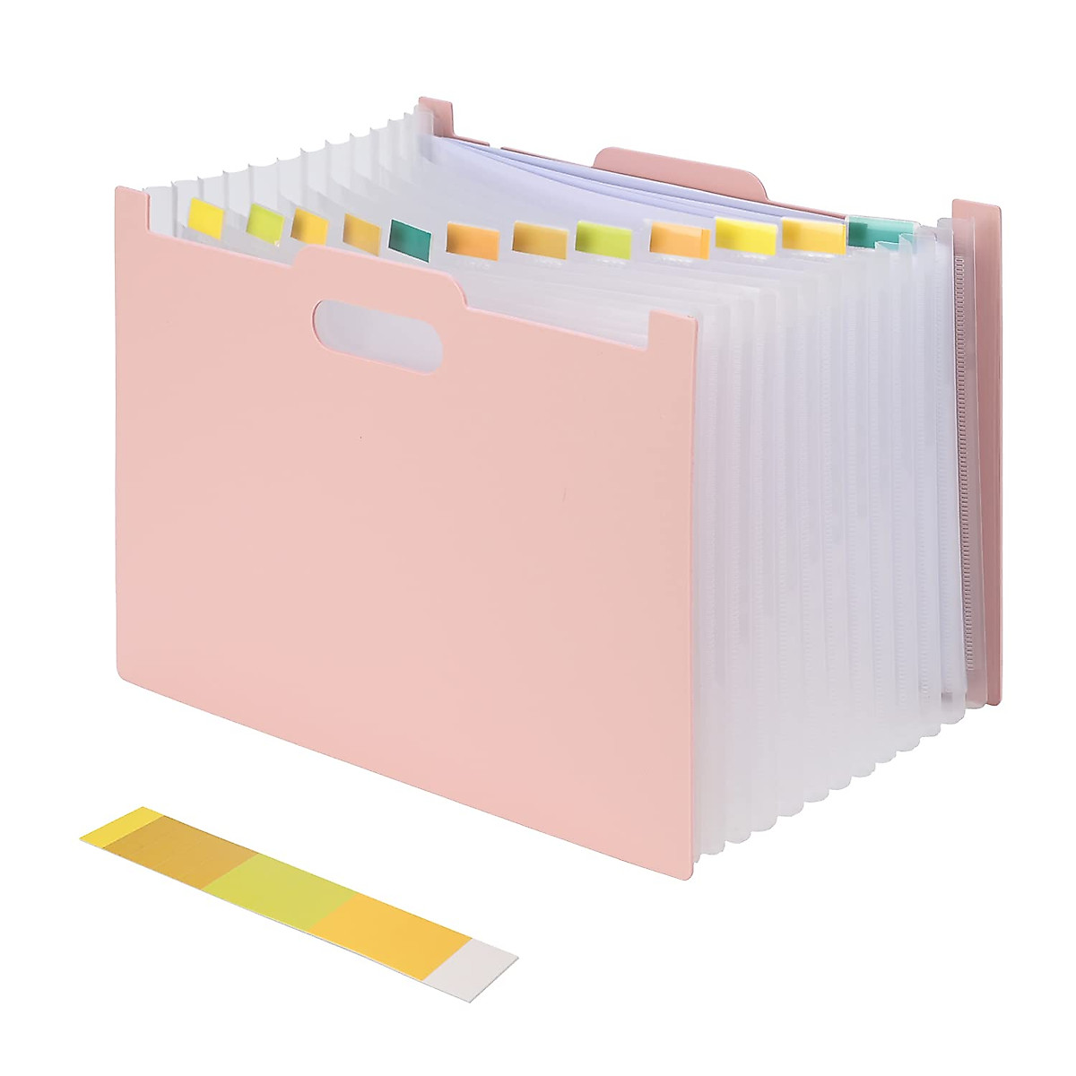 RANLOVE 13-Compartment Expanding File A4 Expandable File Document Folder Expanding Folder Sorting Folder Size Large Capacity Waterproof (Pink in Horizontal Style)