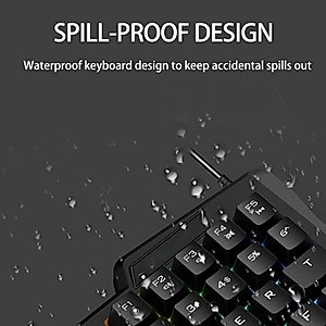 Archuu One-Handed Mechanical Gaming Keyboard,35 Keys Waterproof Professional Gaming Keypad,with 3 Color Backlight, Single Handed Keyboard for Computer Mobile Games