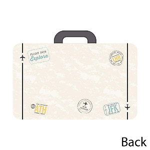 Big Dot of Happiness World Awaits - Shaped Thank You Cards - Travel Themed Party Thank You Note Cards with Envelopes - Set of 12