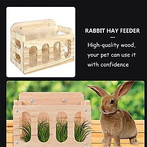 WEWAYKGJ Rabbit Hay Feeder Wooden Hay Rack Guinea Pig Hay Holder Less Wasted Hanging Hay Feeder for Bunny Chinchillas Guinea Pig Small Animal Supplies