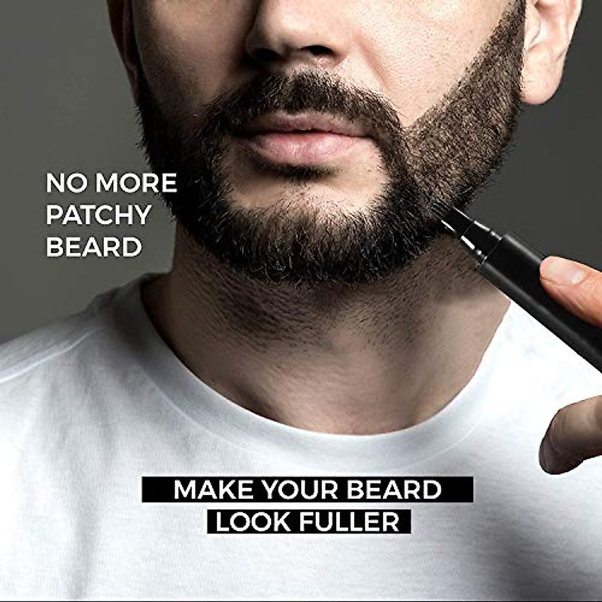 HWU Beard Pencil Filler for Men, Beard Filling Pen Kit, Long Lasting Coverage and Natural Finish - Beard, Moustache and Eyebrows - Beard Dye for Men - Bristle Brush Included (Dark Brown)