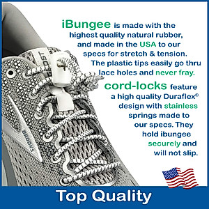 IBUNGEE LACES (Elastic No Tie Shoelaces (Reflective), (White, 22-Inch)