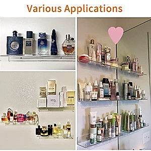 Dulinkas 15-Inch 4 Pcs Floating Shelves Clear Acrylic Shelves Invisible Floating Wall Ledge Bookshelf 5MM Thick Premium Book Display Shelves Wall Mounted Bathroom Kitchen Organizer