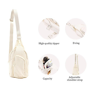 Small Sling Bag for Women, Small Crossbody Bags with Adjustable Strap,Lightweight Casual Daypack Backpacks for Travel Hiking (Ivory)