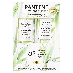 Pantene Nutrient Blends Hair Volume Multiplier with Bamboo Shampoo and Conditioner Dual Pack For Fine Hair