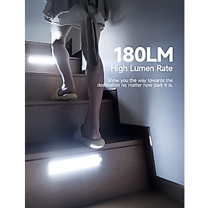 Under Cabinet Lights, Rechargeable battery operated lighting with 40 LED, Wireless Motion Sensor Light indoor (8000K), 4 Modes Night Light, Stick-On Magnetic Closet Lights for Kitchen, Hallway(2 Pack)