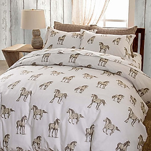 Rod's – Easy Rider Horse (Duvet Cover Set) - Western – Tan Brown White - 3 Piece King Duvet Set - Duvet (106x94) - 2 King Shams (20x36) - Cotton