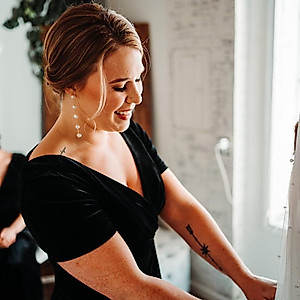 14k Silver Plated Long Pearl Drop Dangle Earrings for Women Chain Baroque Pearl Stud Jewelry for Bridal Wedding