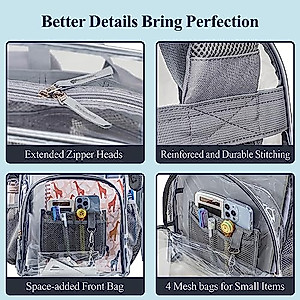 PACKISM Clear Backpack - Large Clear Backpacks Heavy Duty Transparent Backpack, See Through Backpack Clear Bookbag for Student, School, Work, Travel, Black(for age 12 above)