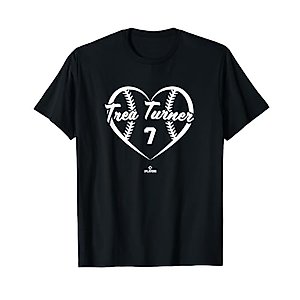 Baseball Heart Number Trea Turner Philadelphia MLBPA T-Shirt