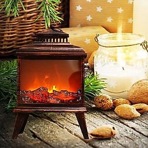 Backbayia 3D Hanging Flameless Lantern Retro Style Decorative Night Lamp for Home Living Room Garden Office (31x15.5x48cm)