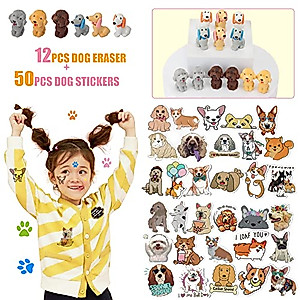 Moltby 134Pcs Dog Paw Party Favors Set - Dog Paw Print Bracelet Necklace Keychain Brooch Sticker Erasers Puppy Gift Bag for Kids Boys Girls Birthday Goodie Bags Animal Theme Supplies